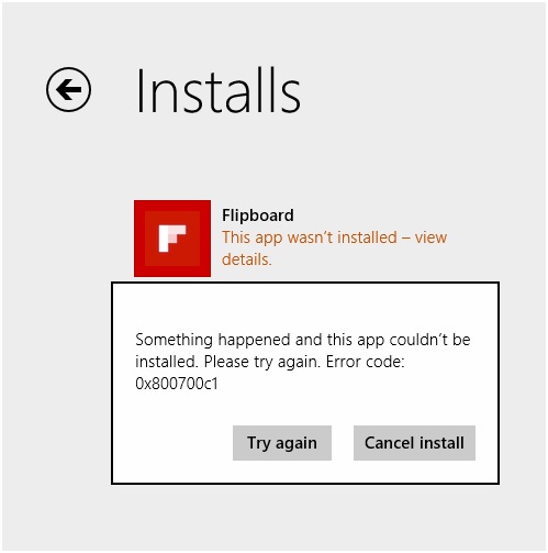 Error 0x800700c1 On Installing Apps With Windows 81